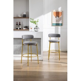 19.69" Polyester Fabric Upholstered 2 Set Bar Stools, Bar Chairs with ...