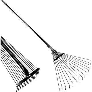 WaLensee Garden Leaf Rake 64 Inch Adjustable Folding Leaves Rake Tools ...