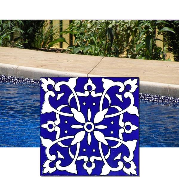 Mediterranean Blue Design Bathroom Kitchen Pool Waterline 6x6 tiles ...