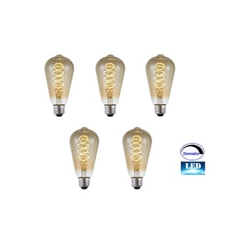 Artiva ST21(ST64) Vintage Edison Amber Spiral LED Dimmable Light Bulb ...