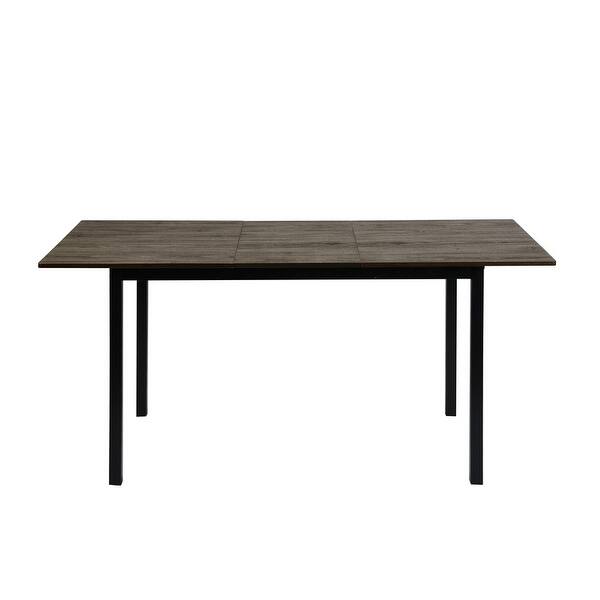 63" L Extendable Dining Table, Removable Self-Storing Leaf, Grey wood ...