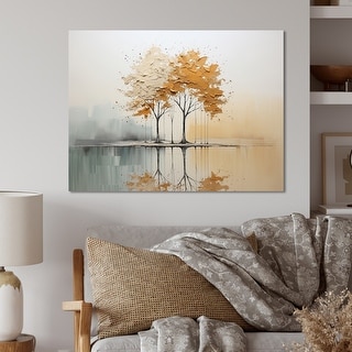 Designart "Minimalism Yellow Tree Solitude I" Landscape Trees Large ...