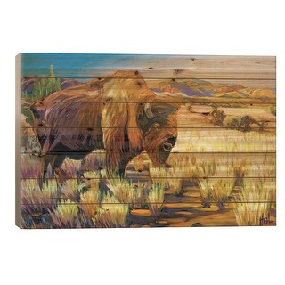 Lone Buffalo Print On Wood by Greg Heil - Multi-Color - Bed Bath ...