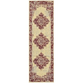 HomeRoots 8' Cream Damask Power Loom Runner Rug - 8' Runner - Bed Bath ...