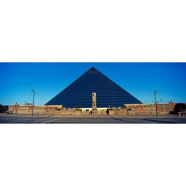 Panoramic View Of The Pyramid Sports Arena In Memphis Tn With Statue Of ...