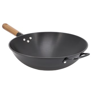 13.5 Inch Carbon Steel Wok with Wood Handle in Black - Bed Bath ...