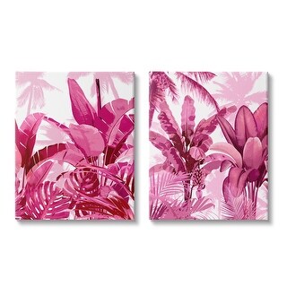 Stupell Pink Palm Tree Leaves 2 Piece Canvas Wall Art Set Design by ...
