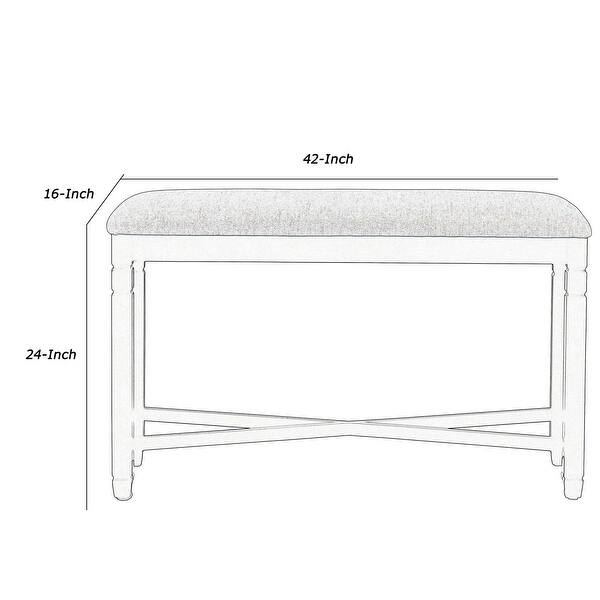 Fabric Counter Bench with Turned Legs and X Shaped Support, Beige and ...