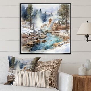 Designart "Geyser Charm In Winter I" Geyser Framed Wall Decor - Bed ...