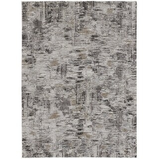 HomeRoots 7' X 10' Ivory Gray And Brown Abstract Power Loom Distressed ...