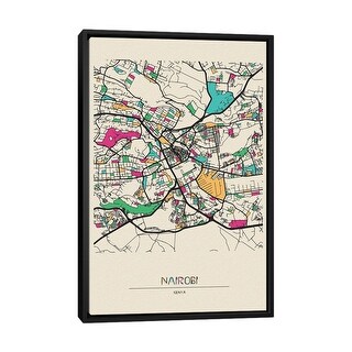 iCanvas "Nairobi, Kenya Map" by Ayse Deniz Akerman Framed Canvas Print ...