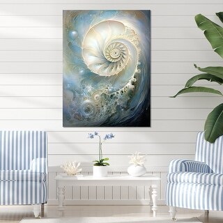 Designart "Blue And White Nautilus Pearl Passage " Nautiluswall Art ...