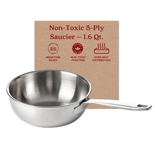 Alva Maestro 5-Ply Stainless Steel Saucier Pan - 1.6 Qt. Non-Toxic ...