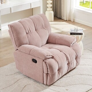 Pink Overstuffed 360° Swivel Rocker Recliner with Wider Seat and Arms ...
