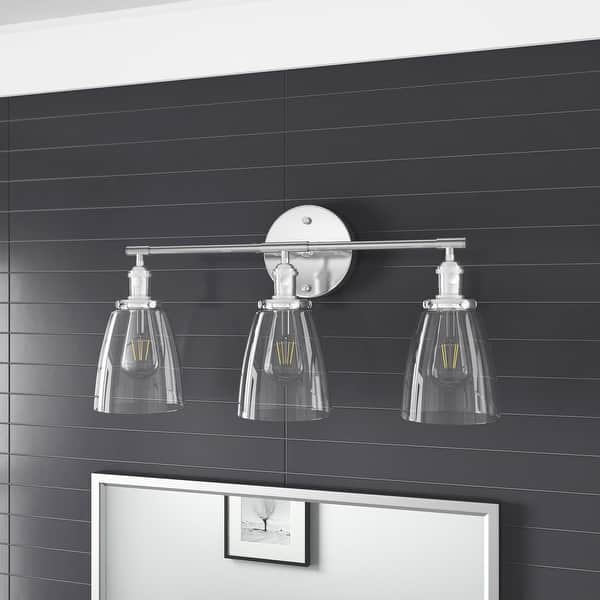 Modern Nickel 3-Light Over Mirror Bathroom Vanity Lighting - Bed Bath ...
