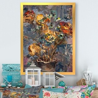 Designart "Picturesque Vintage Still Life Bouquet" Farmhouse Framed Art ...