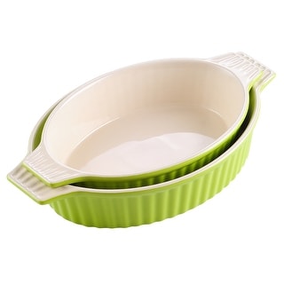 2-Piece 12.75'' &14.5''Green Oval Porcelain Baking Pans Bakeware - Bed Bath & Beyond - 31519430