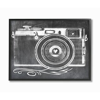 Stupell Black and White Lithograph Look Camera with Heart Lens, 11 x 14, Design By Artist ...