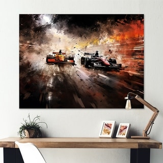 Designart "Formula One Speed Car Speedway Fury III" Race Tracks Black ...