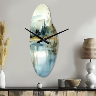 Designart - Summer Lake Landscape Illustration V - Lake Wall Clocks in ...