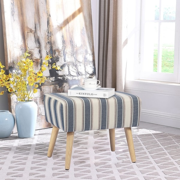 Adeco Ottoman Foot Rest Stool with Wood Legs - Bed Bath & Beyond - 29302228