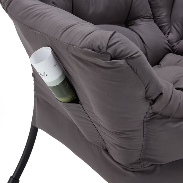 JOMEED Modern Plush Fabric Lazy Accent Chair with Armrests and Side ...