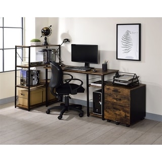 Vadna Writing Desk, Weathered Oak & Black Finish,Oak for Office, Study ...