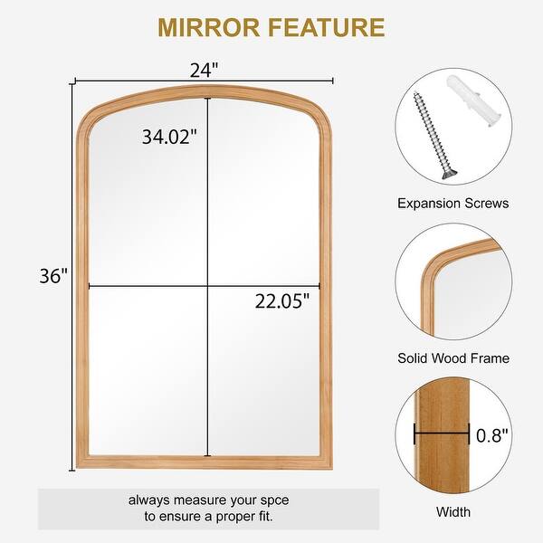 Multi-purpose Wood Frame French Arch Top Vintage Mirror for Home Decor ...