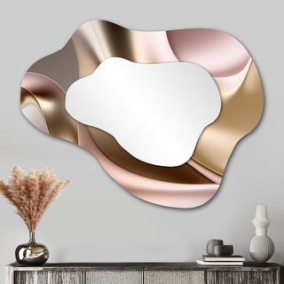 Minimal Liquid Gold And Taupe Waves III - Abstract Liquid Ink Mirror In ...