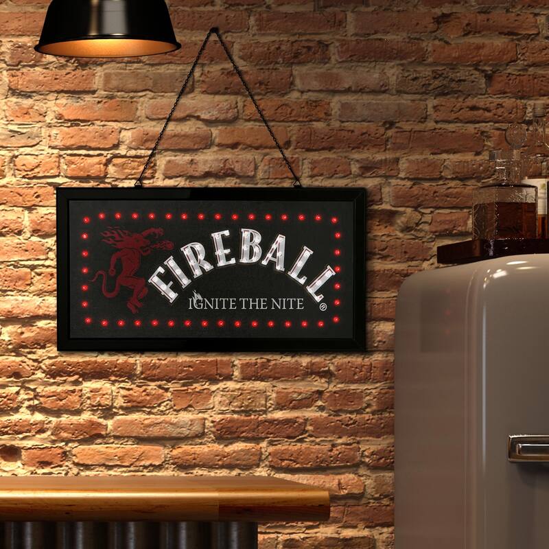 Licensed Fireball Framed Flashing LED Marquee Wall Sign (19"x10") - Red ...