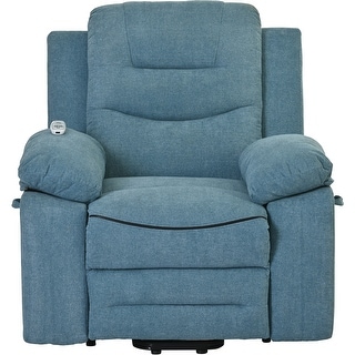 Blue Linen Power Lift Chair for Elderly with Adjustable Massage - Bed ...