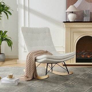 Outdoor Indoor Lazy Upholstered Armless Rocking Chair Lounge Chair with ...