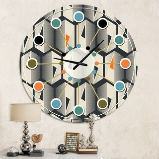 Designart 'Abstract Retro Triangular Geometrics' Mid-Century wall clock ...