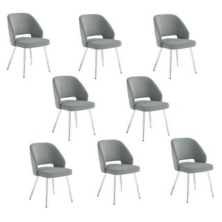 Remy Grey and Chrome Upholstered Dining Chairs (Set of 8) - Bed Bath ...
