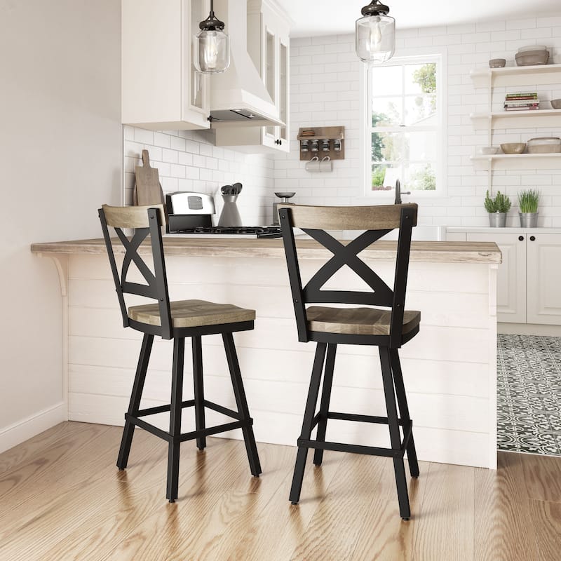 Amisco Brisk Swivel Counter Stool with Distressed Wood Seat - On Sale ...