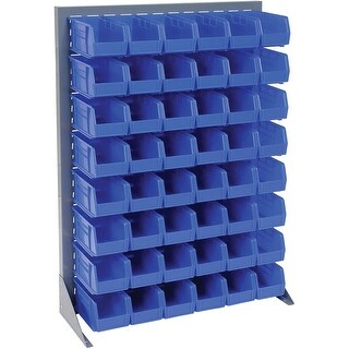 Louvered Bin Rack With (48) Blue Stacking Bins, 35"W x 15"D x 50"H ...