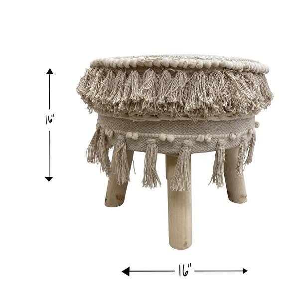 Textured and Fringed Bohemian Foot Stool - Bed Bath & Beyond - 31451824