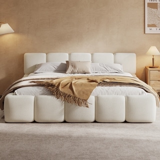 Christopher Knight Home - Evelyn King Platform Bed with Boucle ...