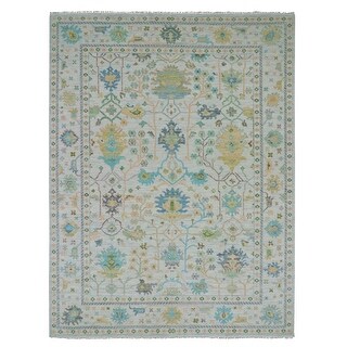 Shahbanu Rugs Smoke White, Hand Knotted, Oushak Weave and Design, 100% ...