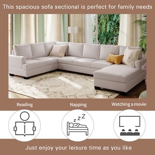 Beige U-Shape Sectional Sofa Symmetrical Couch Chaise Lounge Couch Bed - Bed Bath & Beyond ...