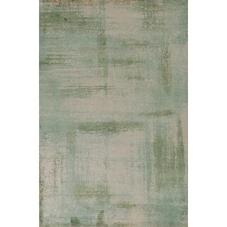 Green Abstract Area Rug Hand-Knotted Wool Carpet - 5'9"x 8'5" - Bed ...