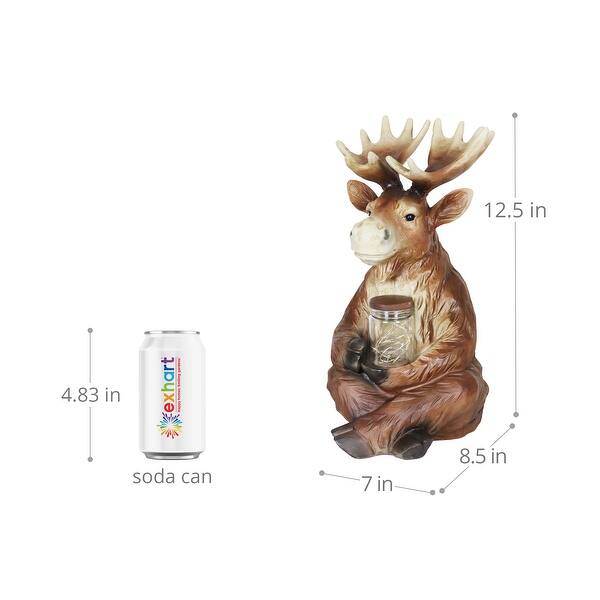 Exhart Solar Moose Garden Statue Holding a Glass Jar with Eight LED ...