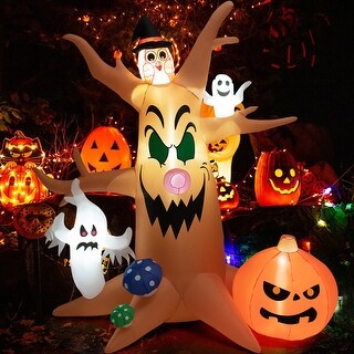 8 FT Halloween Inflatable Dead Tree Blow up Tree with Stakes Tethers ...