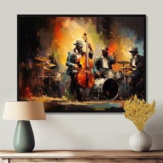 Designart "Yellow Orange Jazz Band" Dance Framed Wall Decor - Bed Bath ...