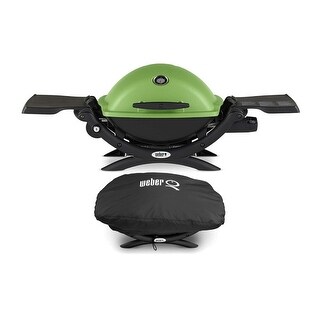 Weber Q 1200 Liquid Propane Grill (Green) with Grill Cover - Bed Bath ...