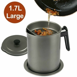 1.7L Bacon Grease Container Oil Keeper Mesh Strainer Removable - Bed ...