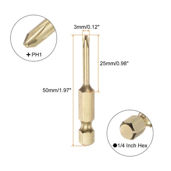 5pcs PH1 Phillips Head Screwdriver Drill 2" Length 0.18" Dia 1/4 Inch ...