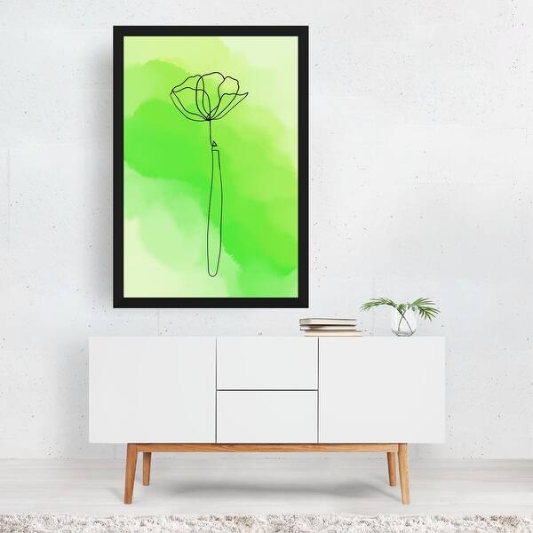 Flower Line Drawing Green Line Drawings Minimal Art Print/Poster - Bed ...