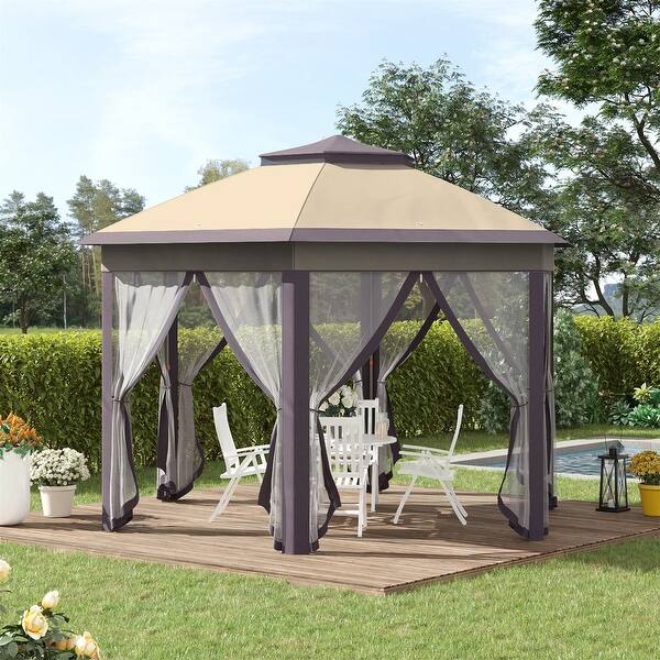 Hexagonal Canopy Shelter with 6 Zippered Mesh Netting - Bed Bath ...