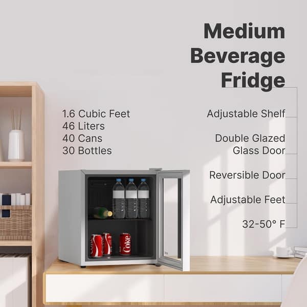 Husky Premium 46L Beverage Refrigerator 1.6 C.ft. Freestanding Counter ...